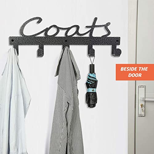 Jorohiker Coat Rack Wall Mount,Towel Rack 5-Tri-Hooks Heavy Duty Coat Hanger Rail Wall Hooks for Hanging Coats Hats Clothes Purse Mudroom Entryway, Black