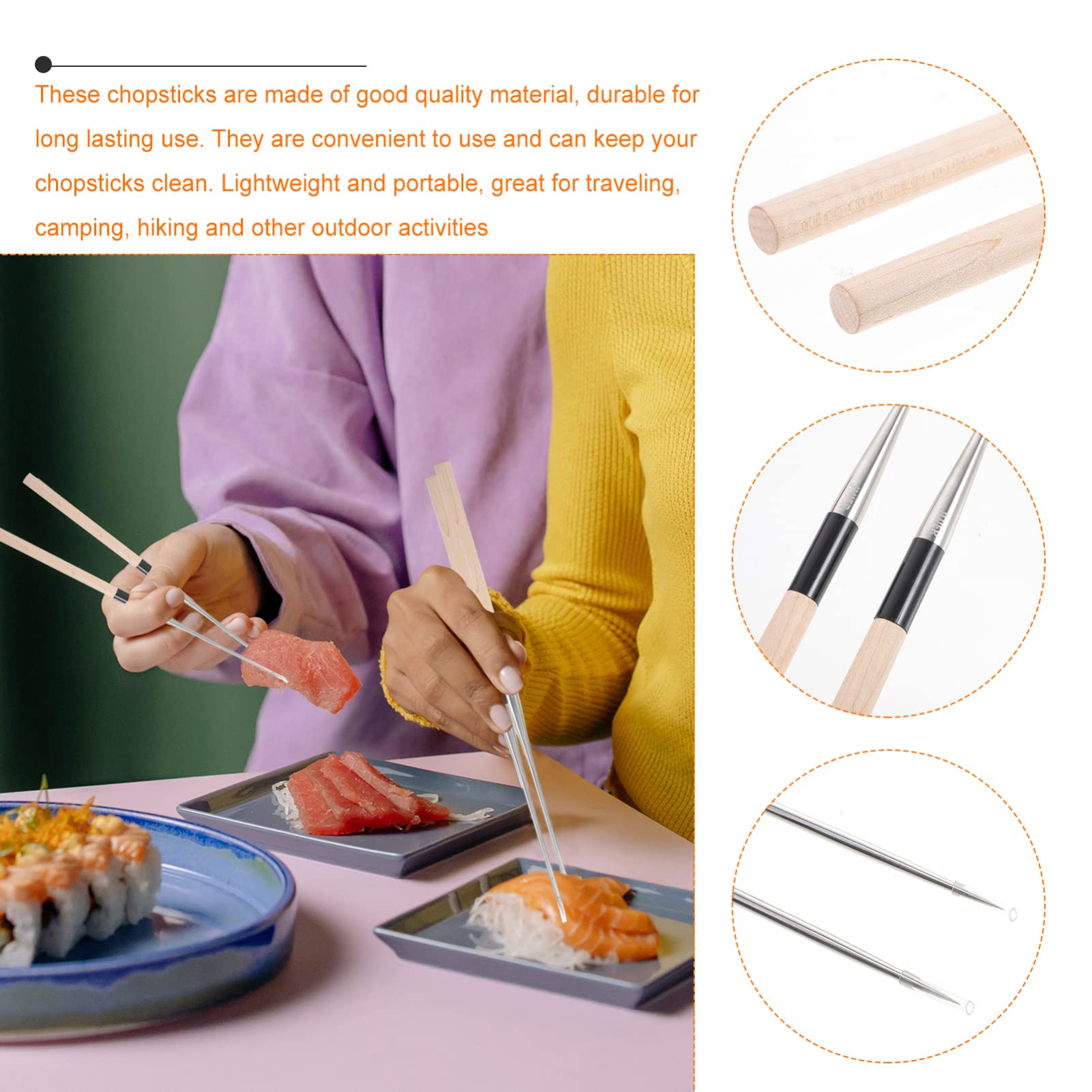 DOITOOL 2pcs Sushi Chopstick Sashimi Chopsticks Point Head Japanese Chopsticks Japanese Sushi Chef Tableware for Home Kitchen Restaurant 150mm