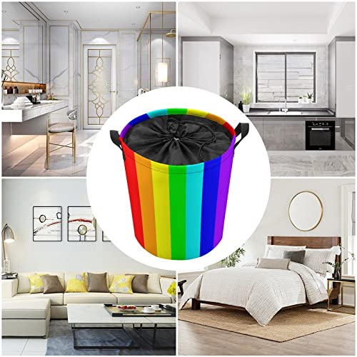 KURISOE Rainbow Laundry Basket Colorful Pride Geometry Laundry Hamper Vibrant Progress Bag Washing Bin Collapsible Laundry Basket for Women Bedroom, Bathroom, Dorm