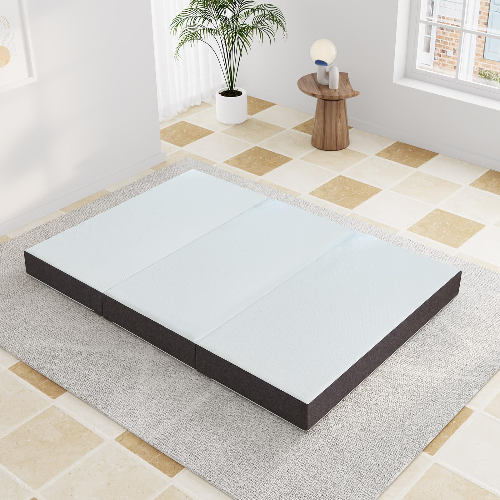 Generic Folding Mattress Topper with Storage Cover, 3 inch Tri Folding Memory Foam Mattress Topper, Queen Size - 58""x 78""x 3""