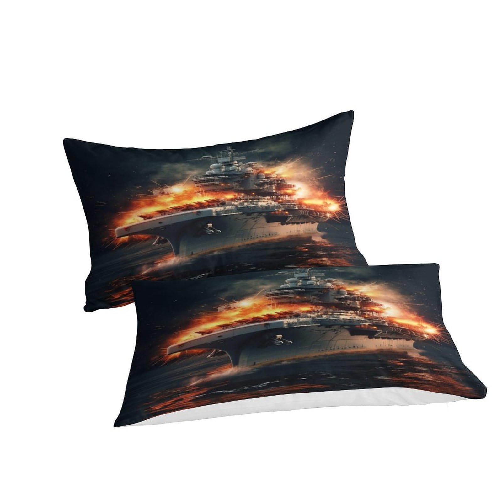 Hypoallergenic Bedding Set Cozy Battleships Comforter Covers 3D Printed Warships Quilt Cover Microfiber Duvet Cover 3 Pieces for Kids and Adults with Pillowcase Twin(173x218cm)
