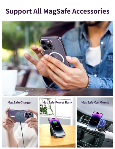 MOMAX Magnetic Phone Case, Clear Hybrid Lite Magsafe Case for iPhone 14 Pro Max, Slim Magnet Phone Case with Anti-Scratch,Shock,Drop Protection, Non Yellowing 14 Pro Max Case with Magnet, Clear