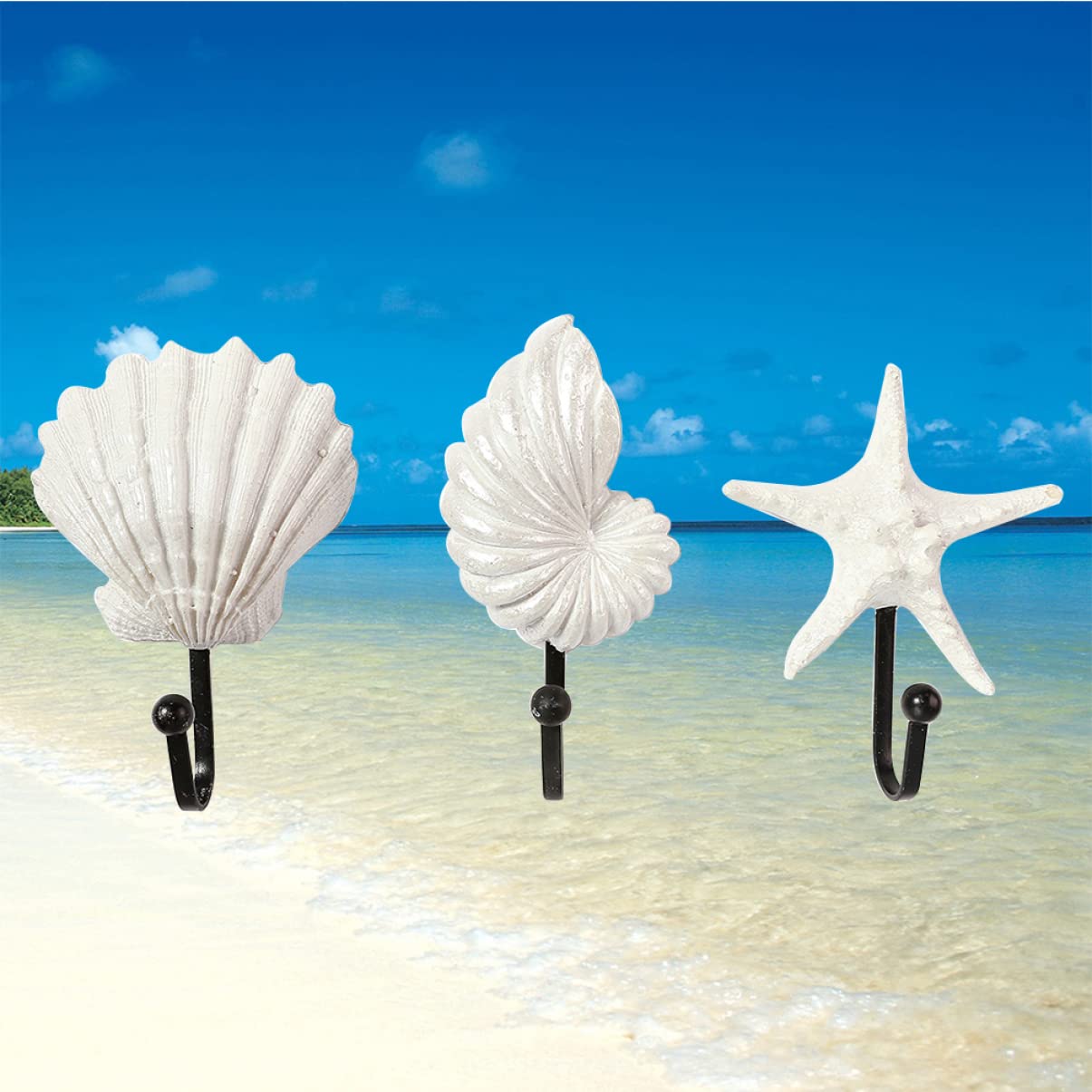 COHEALI Retro Decor Decor Coats Conch or Themed Hat Hanging Kitchen Clothes Hooks Hangers Decorations Beach Towel Star Bathroom Wall for Bedroom Towels Decorative Sea Coat Retro 3pcs