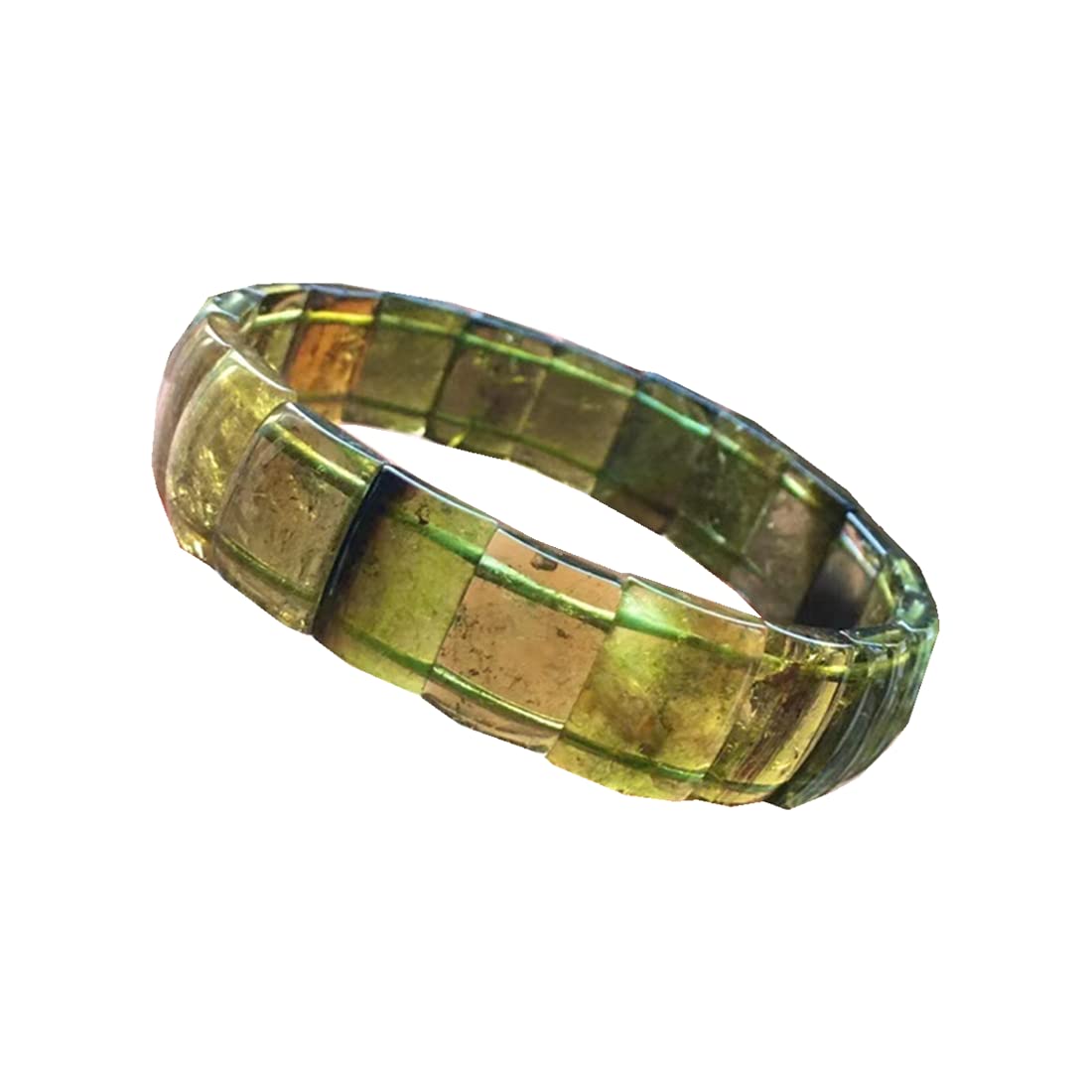 DUOVEKT Natural Green Tourmaline Quartz Bracelet For Women Lady Men Brazil Clear Crystal 12x9mm Rectangle Beads Gemstone Stretch Bracelet Jewelry AAAAA