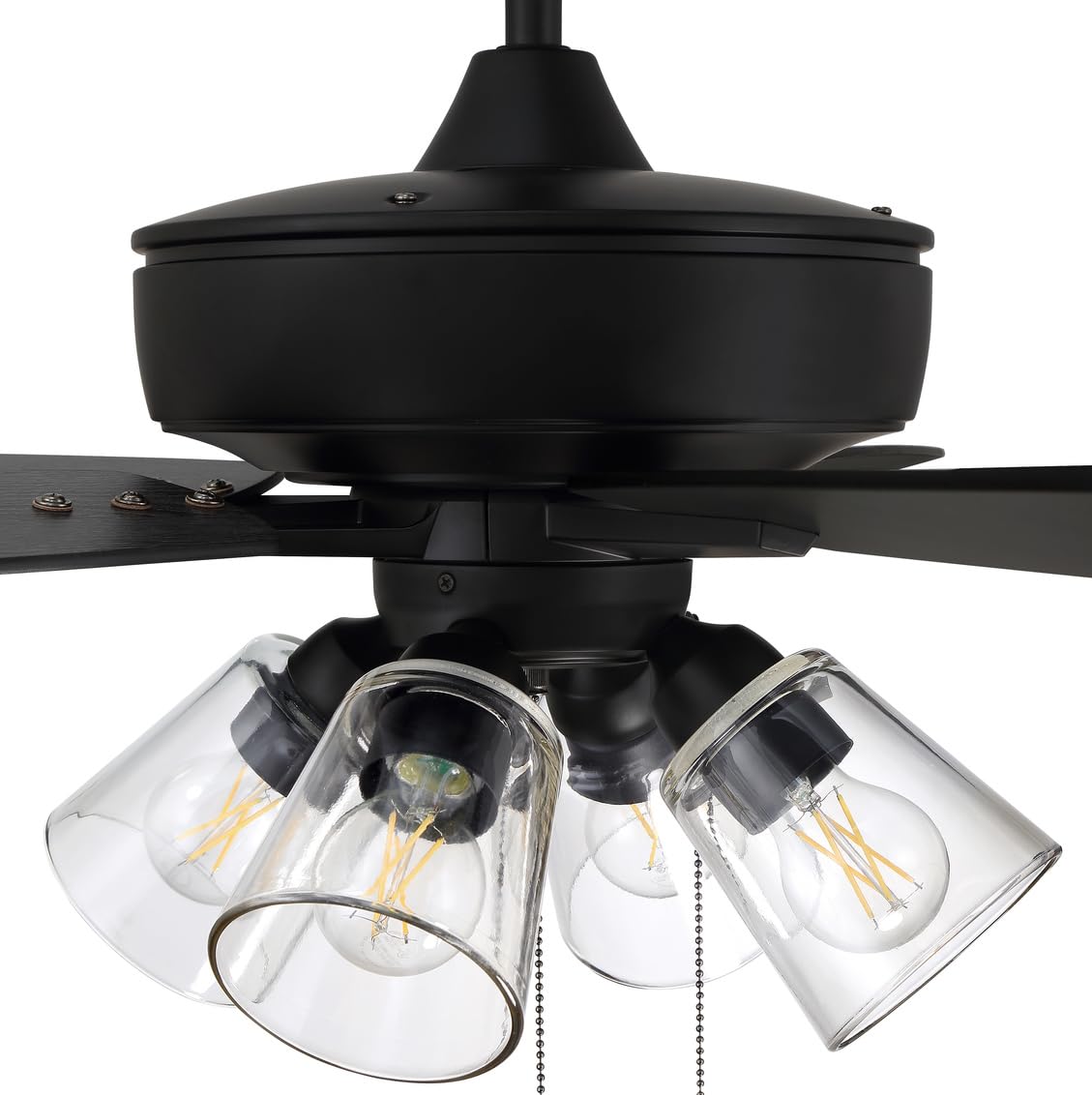 Craftmade S104FB5-60FBGW Super Pro 60" Ceiling Fan with LED Lights & Pull Chain, 5 Reversible Flat Black/Greywood MDF Blades, Flat Black