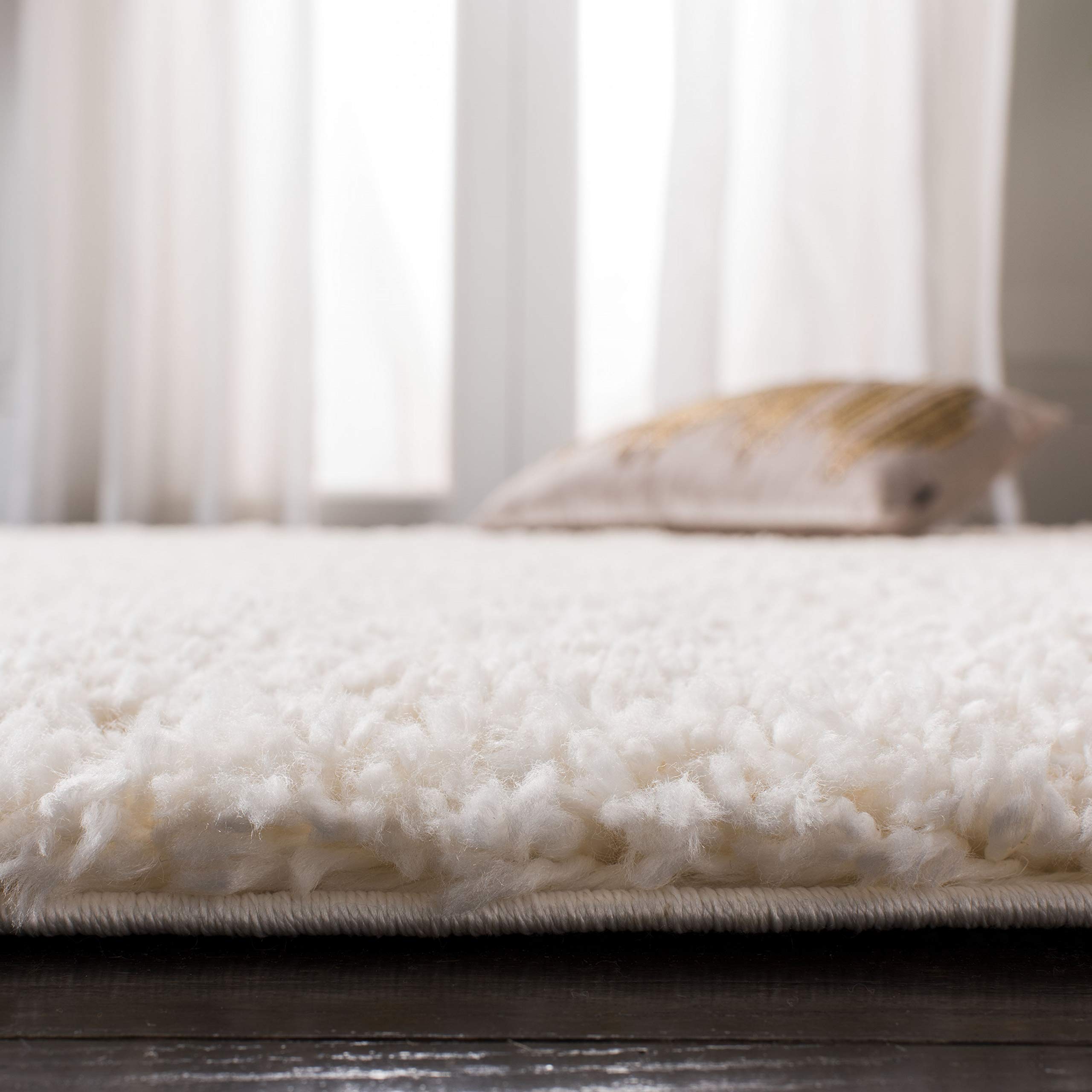SAFAVIEH Fontana Shag Collection 6'7" x 9' Ivory FNT800A Solid Non-Shedding Living Room Bedroom Dining Room Entryway Plush 2-inch Thick Area Rug