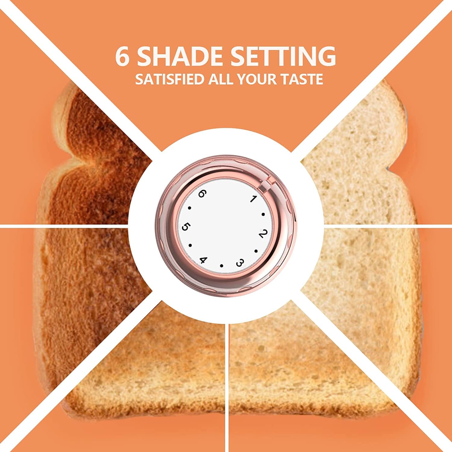 Evoloop Toaster 4 Slice, Stainless Steel Bread Toasters, 6 Bread Shade Settings, Reheat, Bagel, Defrost, Cancel Function, 1.5" Extra Wide Slots,Removable Crumb Tray(Black)