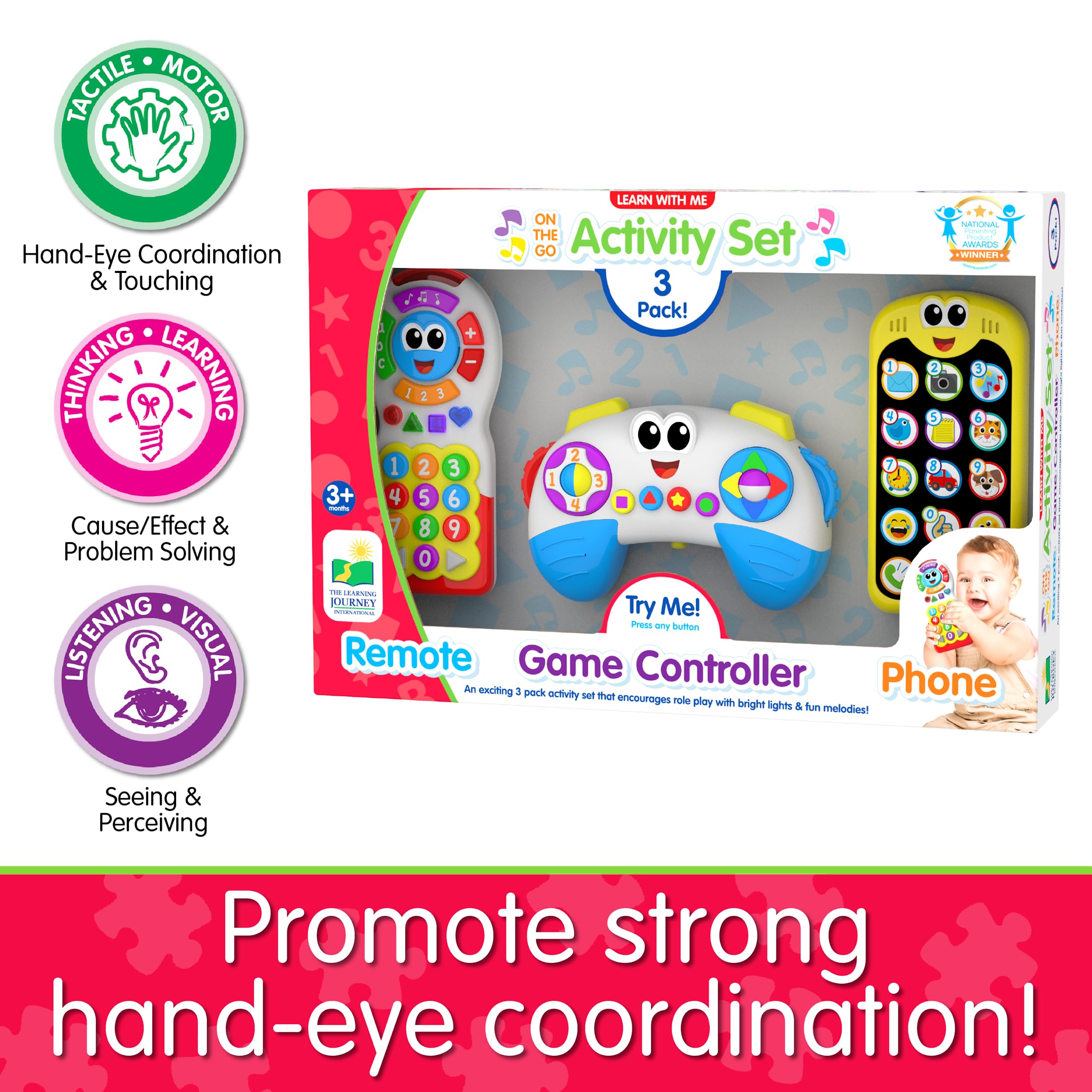 The Learning Journey Early Learning - On The Go Activity Set (3 Pack) Phone, Remote, and Controller - Baby Remote Control Toy for Boys & Girls Ages 3 Months and Up - Award Winning Toys