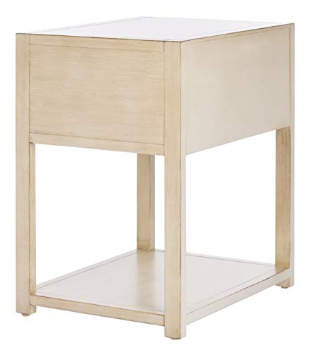 Safavieh Home Collection Yudi Antique White and Gold 1-Drawer Nightstand