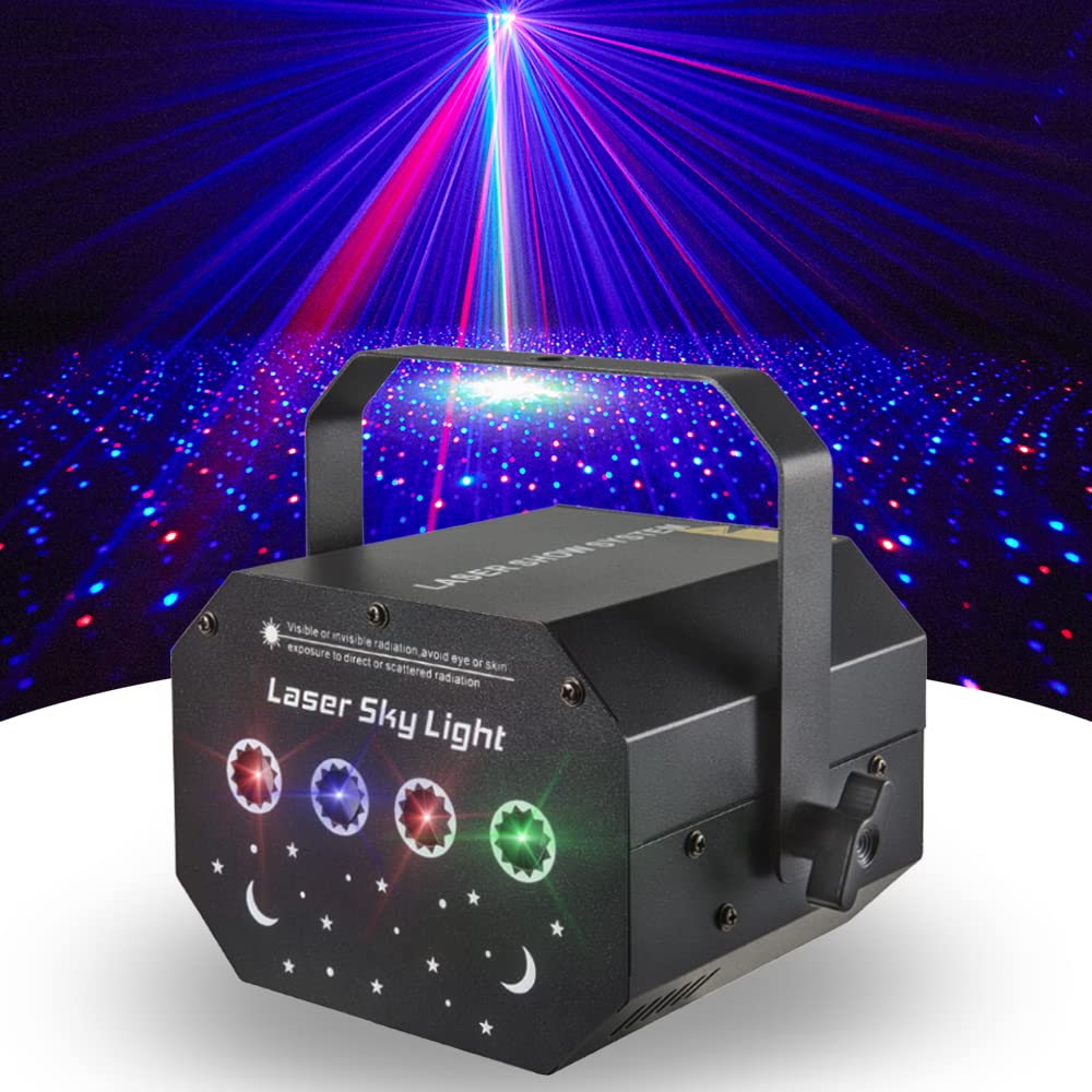 DJ Lights Party Lights, Gruolin Starry Laser Light RGB Stage Sky Light, Disco Club Effect Light with Music Activated & DMX Control, Great for Party Disco Wedding Stage & DJ lighting
