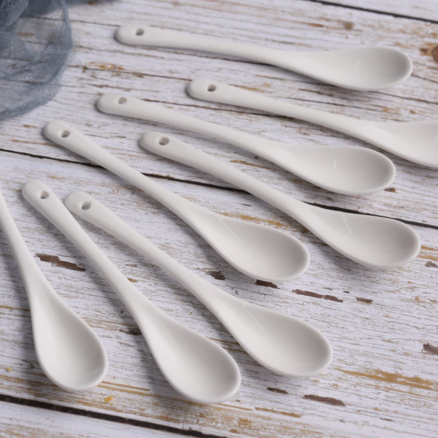 Leegg Porcelain Egg Spoons Set of 12 Ceramic Spoons Teaspoons for Coffee Tea and Desserts Spoon