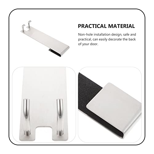 DOITOOL 3pcs Hanger Punch Glass Hook Clothing Frameless Hangers Extended Hats Free Stainless Steel Squeegee Hanging The Bedroom Robe Back Bathroom Storage Home Clo Universal Hooks Silver