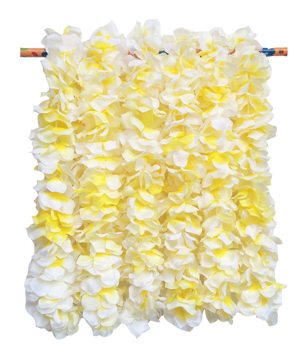 LITTLE FEATHER Large White Flower Leis for Tropical Hawaiian Luau Bridal Shower Party Favors,Pack of 6Pcs