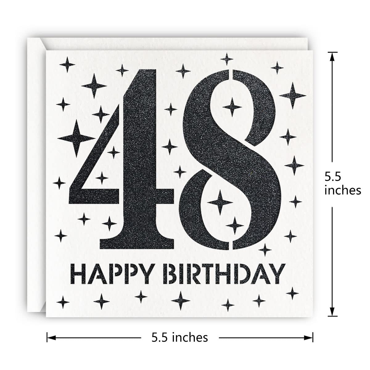 MAGJUCHE Black 48th Birthday Card, Laser Cut Glitter Woman Man Age 48 Gift For Husband, Brother, Father