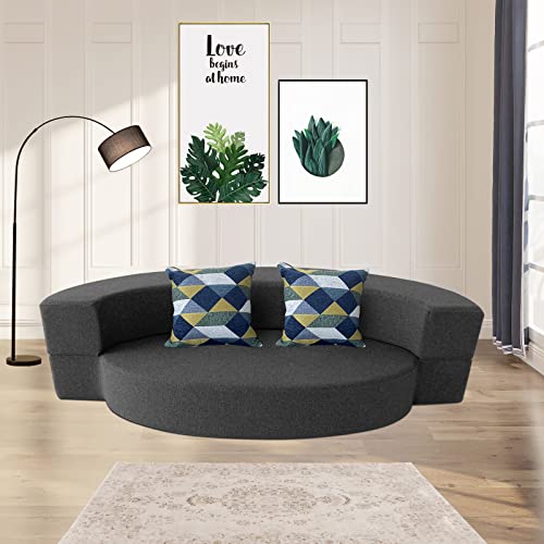 Nigoone Modern Folding Sofa Bed Couch Memory Foam with 2 Pillows Sleeper Sofa futon Couch for Bedroom Living Room Guests, Washable Set, Stylish Oval 76''L × 41.5''D × 10''H,Dark Gray