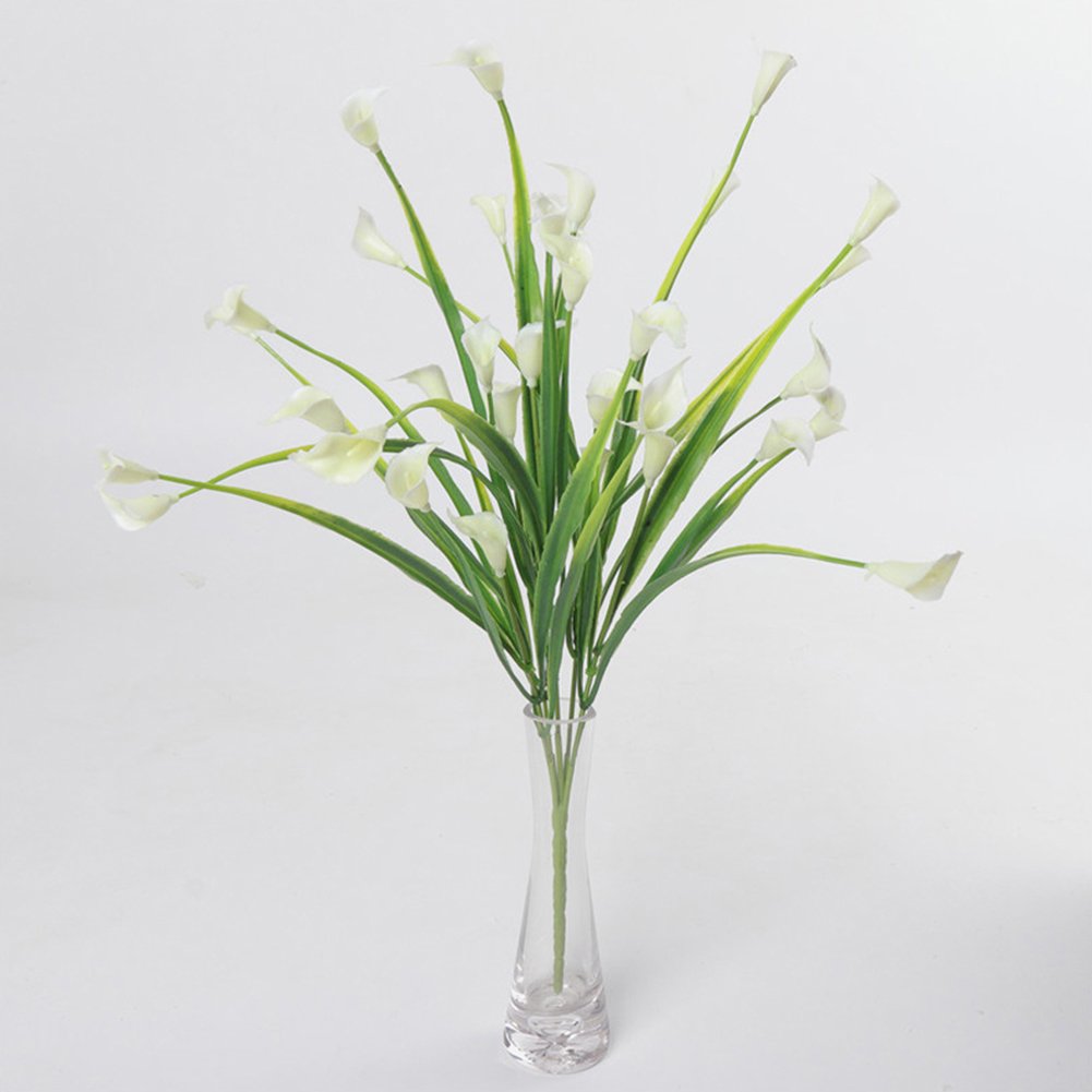 Shineweb 1 Bouquet 5 Branches Calla Lily Flower Artificial Table Plant Garland Home Kitchen Garden Office Wedding Wall Decor White