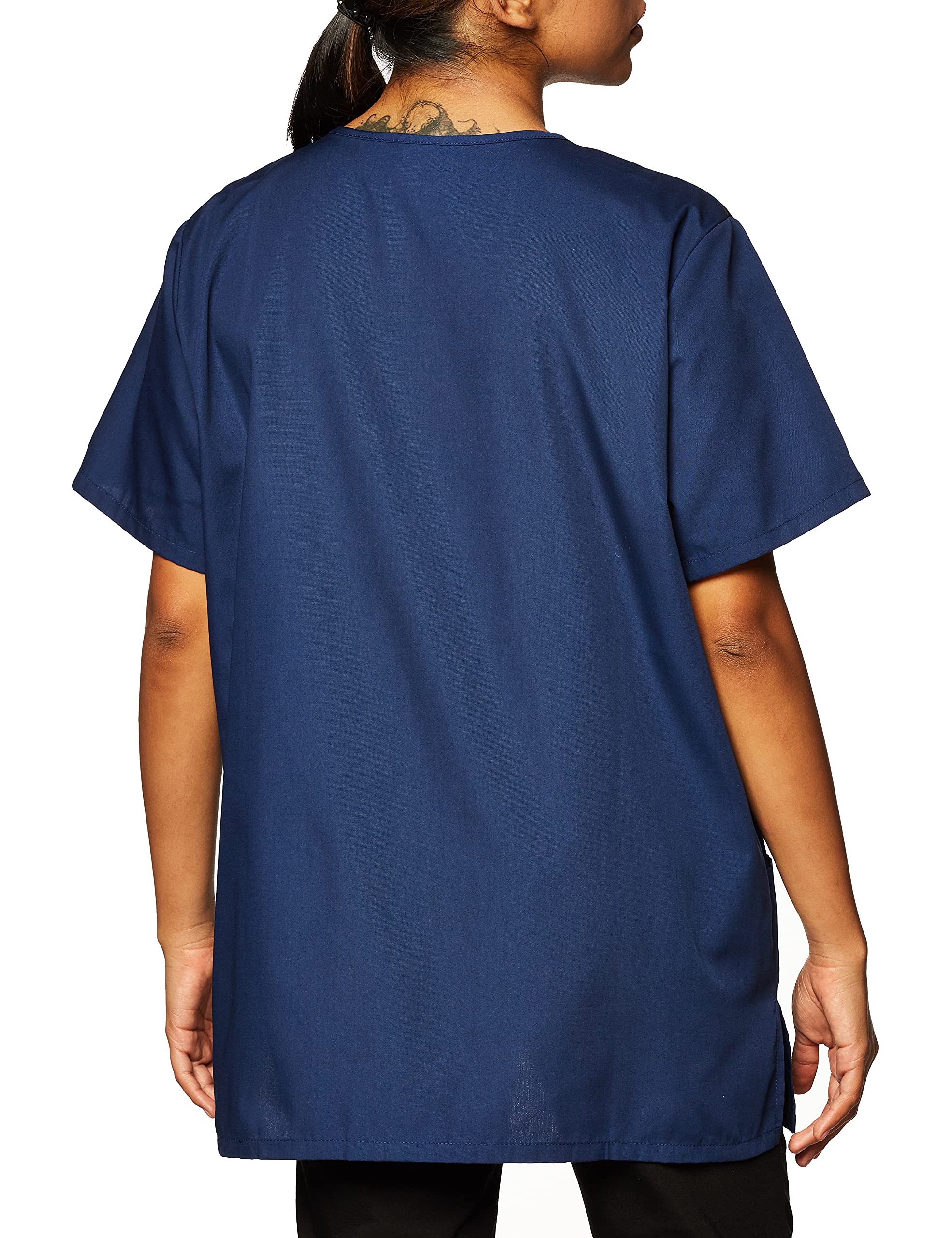 Cherokee Women's Workwear Snap Front V-Neck Scrubs Shirt, Navy, Large