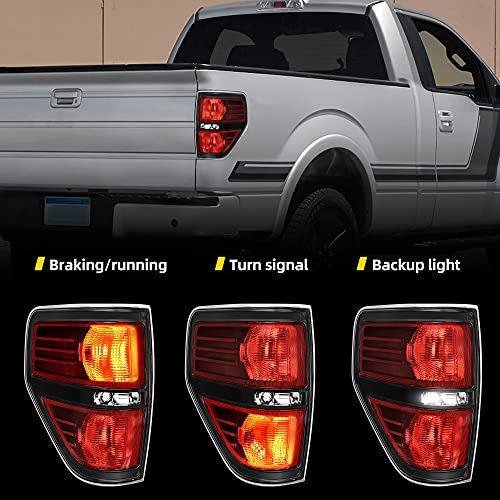 DWVO Tail Light Assembly Compatible with 2009 2010 2011 2012 2013 2014 Ford F150 & F-150 Styleside Pickup Truck Taillights Replacement Tail Lamps