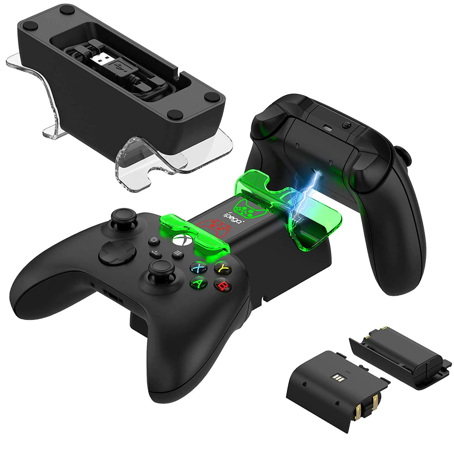 Controller Battery Pack Rechargeable for Xbox Series S/X, LETPLY Dual Controller Charging Station Dock for Xbox Series S/X with 2 Pack 1000mAh Rechargeable Batteries for Xbox Series S/X Controllers