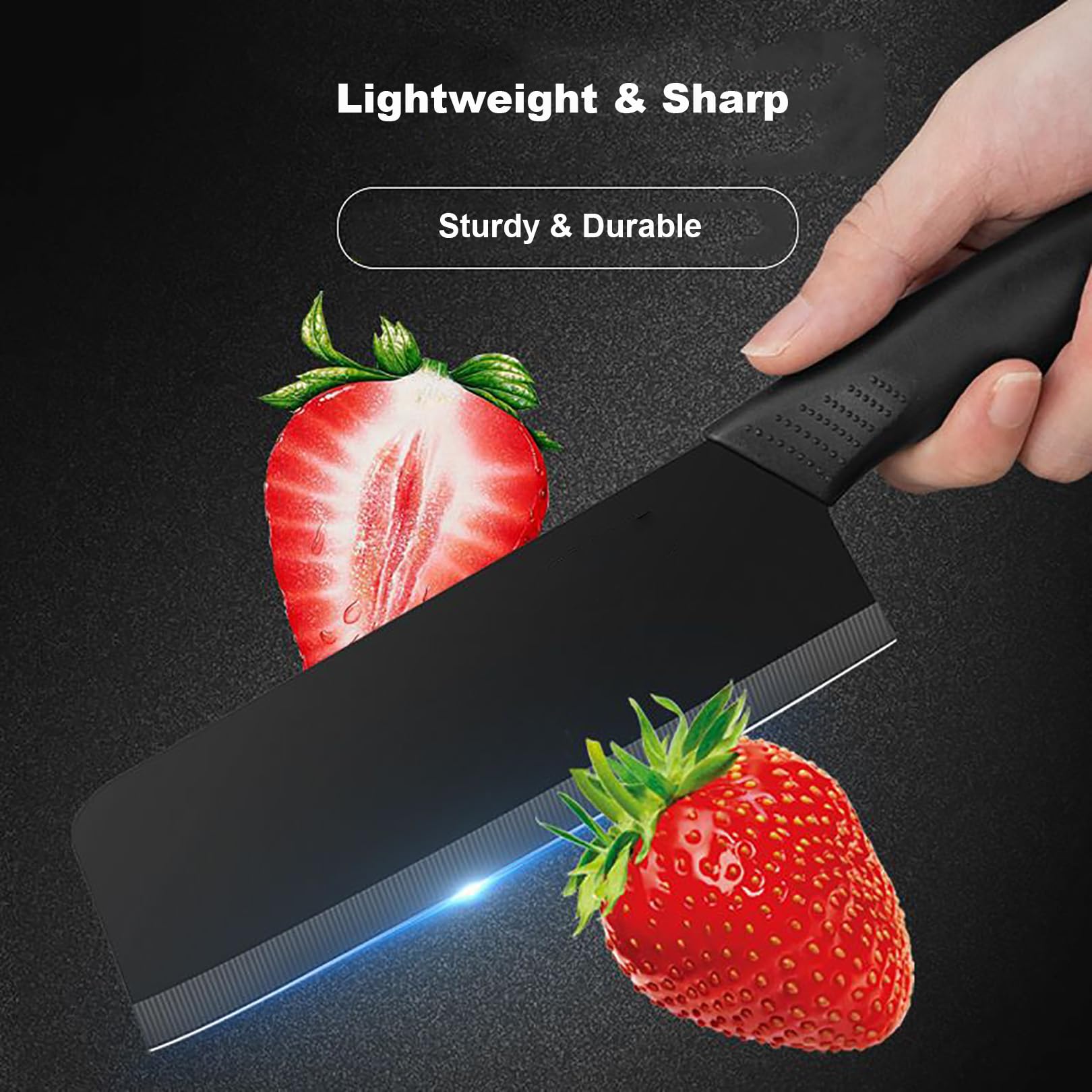 Generic Knife Sets, Black Kitchen Knife Set with Stainless Steel Kitchen Knife, Melon Planer, Holder, Suitable for kitchens, hotels, and restaurants