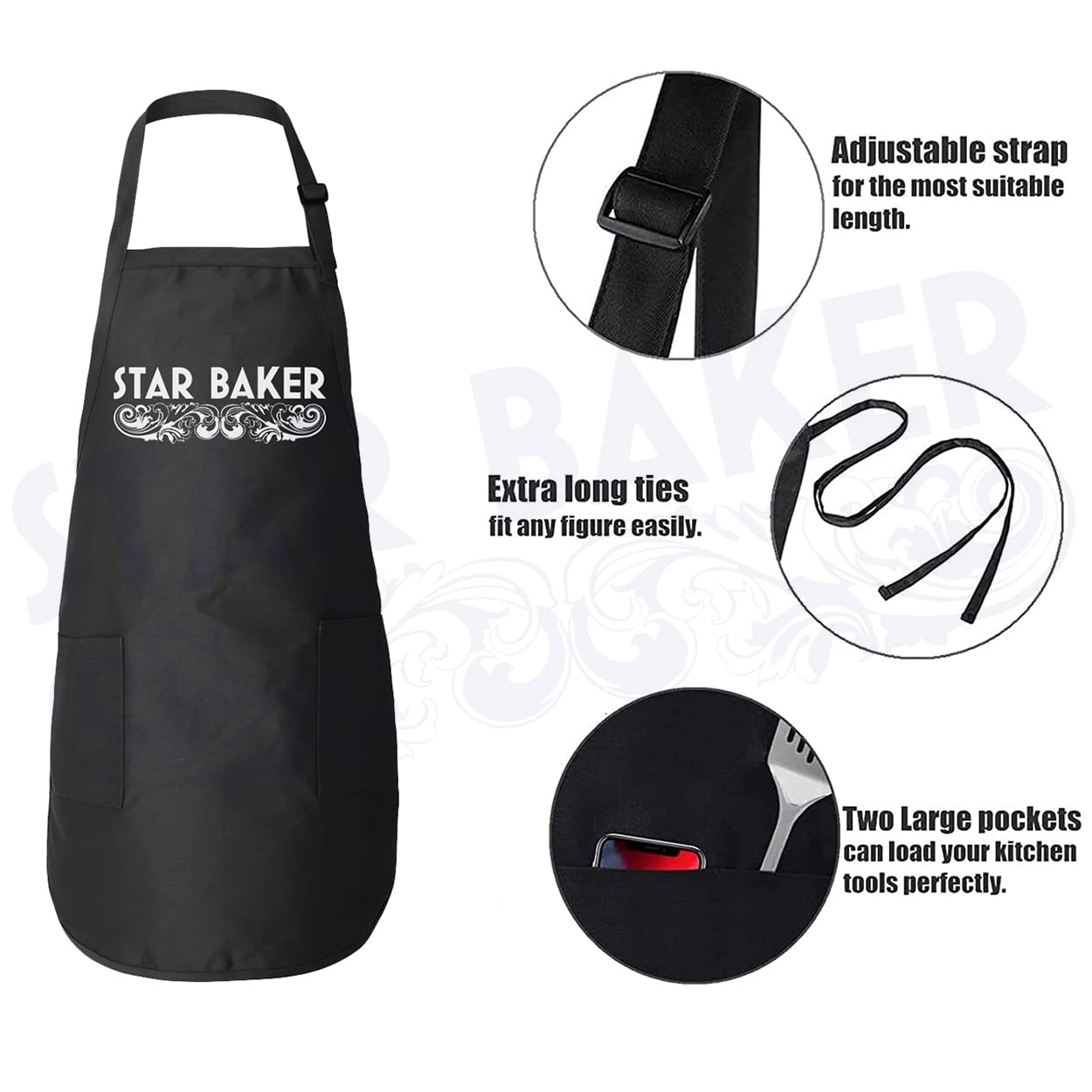 Donkey Tees Star Baker Apron - Amateur Baker American British Baking Show Pastry Chef Gift Kitchen Apron