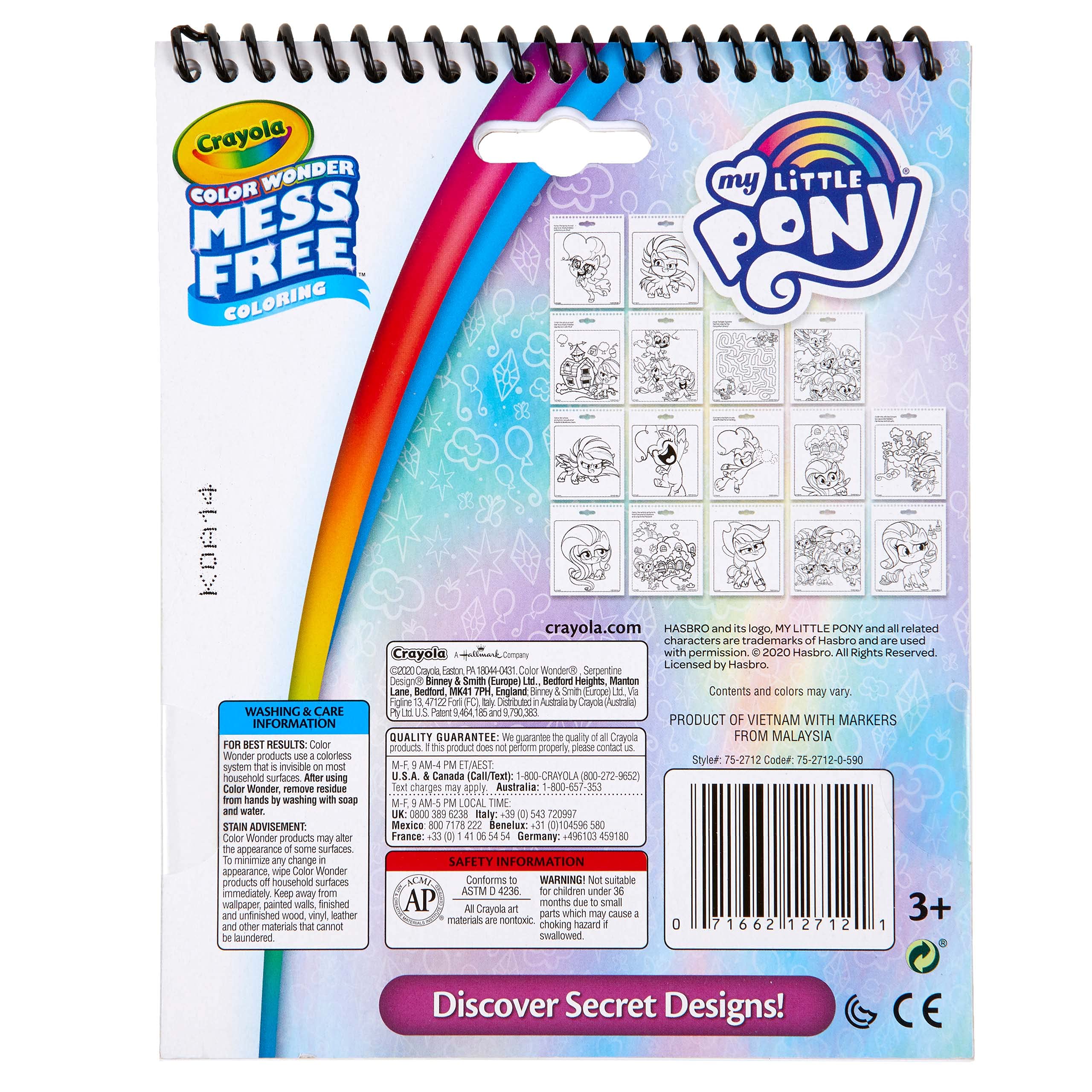 Crayola My Little Pony Color Wonder Activity Pad, 16 Mess Free Coloring Pages, Toddler Travel Activity, My Little Pony Gift