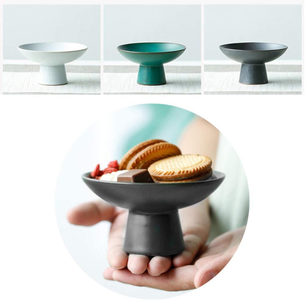 DOITOOL Ceramic Serving Dish Ceramic Footed Bowl Dish: Round Dessert Cup Decorative Serving Tray Plate Pastry Platter for Fruit Dessert Wedding Birthday Party Fruit Serving Platter