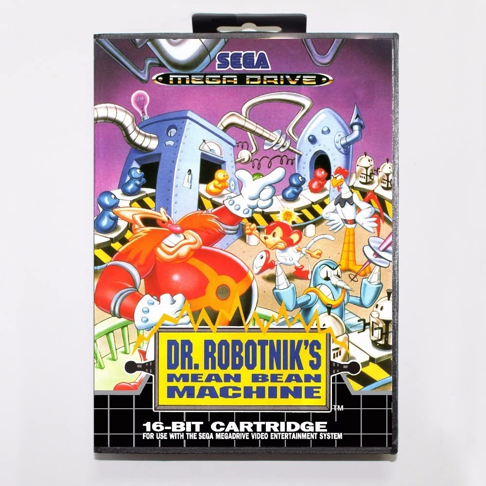 Dr. Robotnik's Mean Bean Machine Game Cartridge 16 Bit MD Game Card With Retail Box For Sega Mega Drive For Genesis (Black)