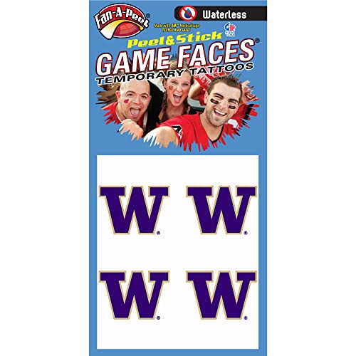 Fan-A-Peel Washington Waterless Temporary Tattoos - Hypoallergenic Peel and Stick Waterproof Temporary Tattoos - Officially Licensed