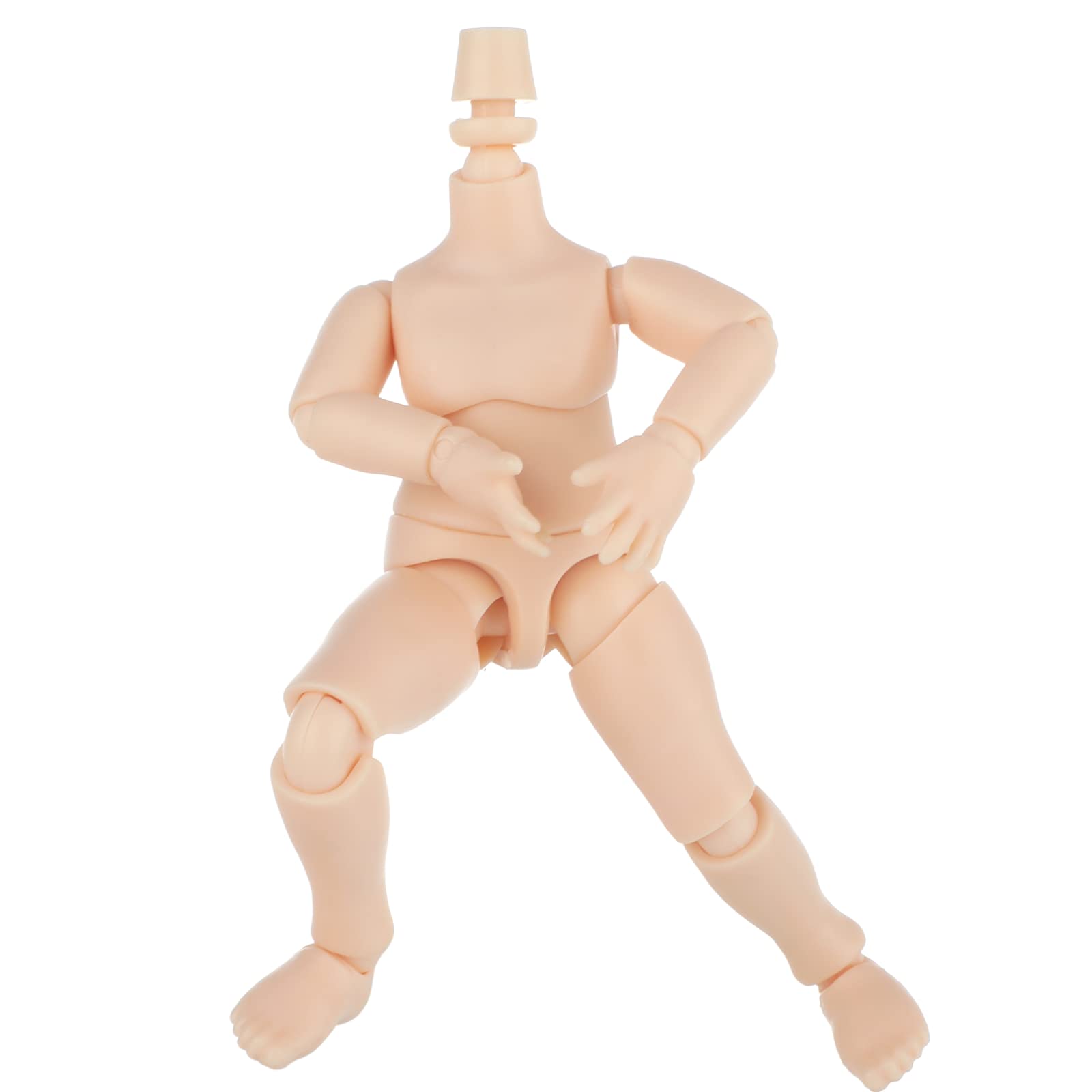 Doll Body, 10cm/4in Joint Doll Body for 1/12 Scale BJD Doll Head, Movable Joints Action Figure Body with Spare Hands & Stand for DIY Replacement, Head Not Included