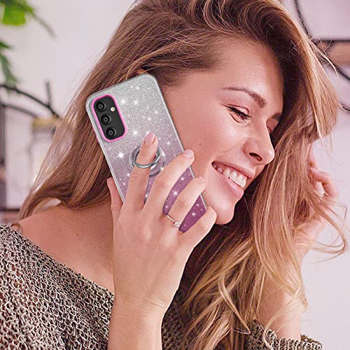 KSWOUS for Galaxy A14 5G Case with Screen Protector [2 Pack], Glitter Sparkly Bling Pink Protective Cover with Kickstand for Women Girls Slim Shockproof Case for Samsung A14 Phone Case (Pink