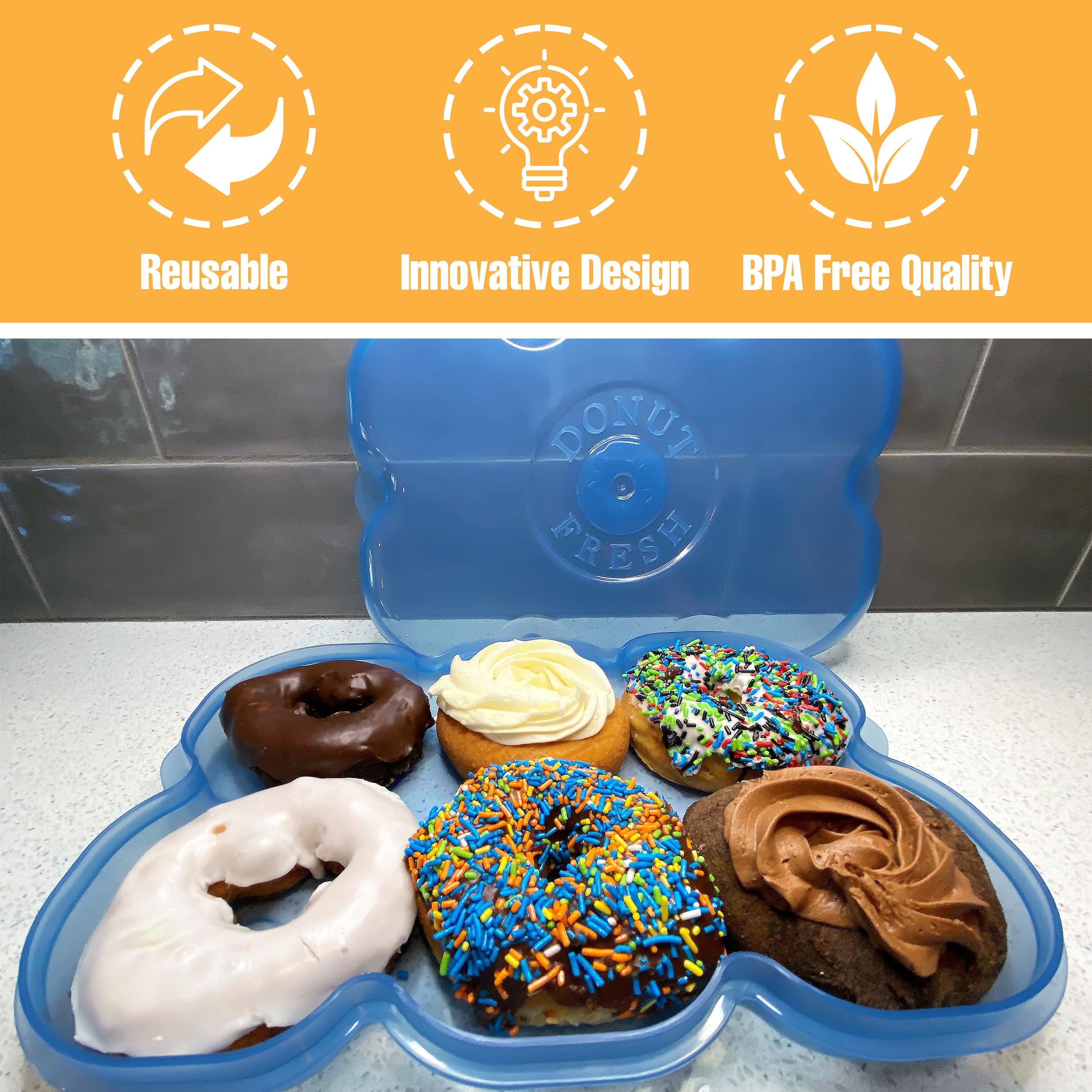 Donut Fresh Container (Holds 6 Donuts) - Reusable Donut Storage/Donut Saver Container - Eco Friendly - A Shark Tank Product