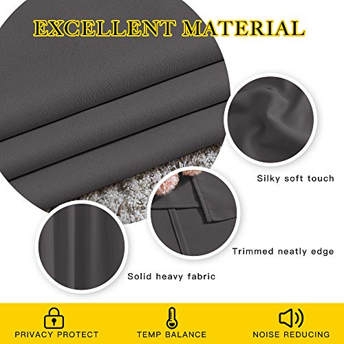 NICETOWN Gray Blackout Curtains for Bedroom 84 inches Long - Thermal Curtains & Drapes Grommet Noise Reducing Room Darkening Solid Window Panels for Living Room (2 Panels, W52 x L84, Grey)