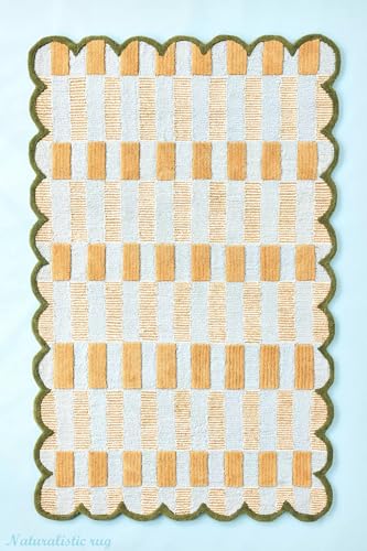 Handmade Modern Premium Quality Woolen Rug Living Room Bedroom for Kitchen (Gold, 8x10 Feet)