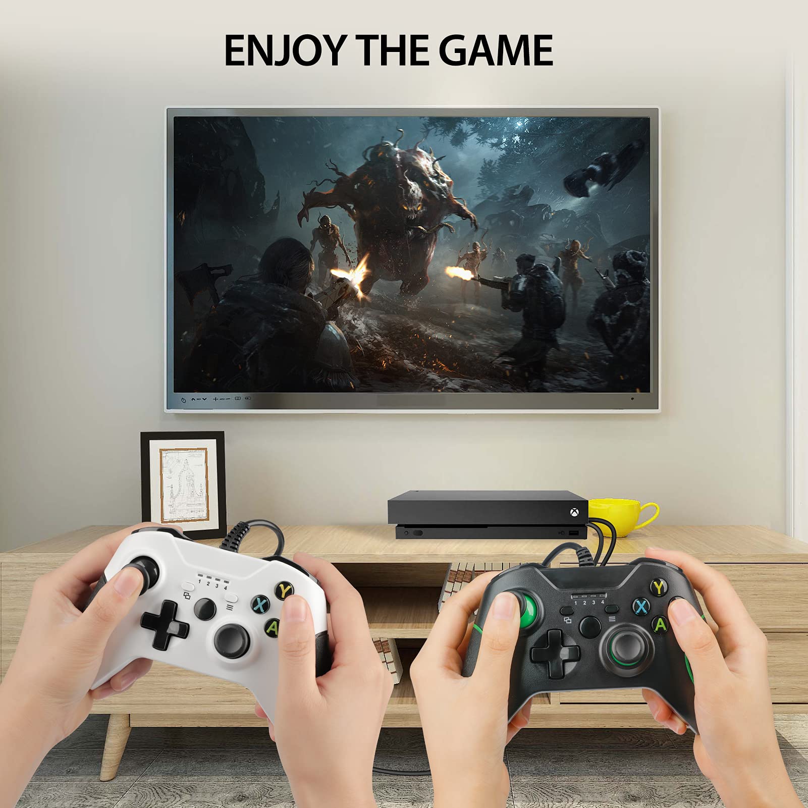 Dmere Wired Controller for Xbox One/Series, Wired Xbox Series Controller with Dual-Vibration, Headset Jack, PC Controller Wired for Xbox One/Xbox One S|X/Xbox Series S|X/PC Windows 7/8/10(Black)