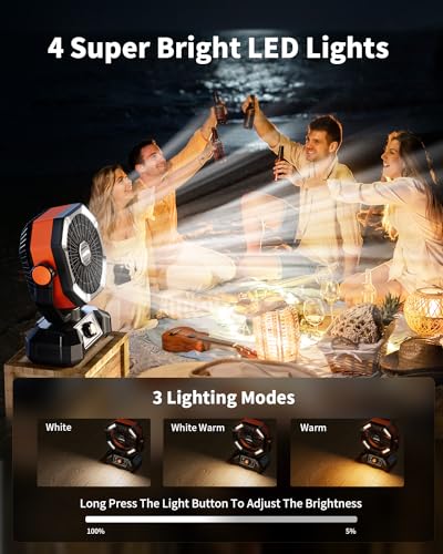 coldSky ๐ฎ๐ฌ๐ฌ๐ฌ๐ฌ๐บ๐๐ต Camping Fan with ๐๐๐ฎ๐น ๐ ๐ผ๐๐ผ๐ฟ, Battery Operated Fan with 4 LED Lantern, 8 Speeds Desk Fan with Remote, Portable Outdoor Fan with Hook for Tent, Power Outages, Jobsite