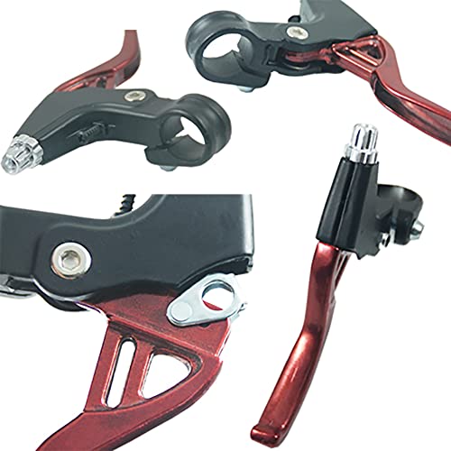 Lomodo 6 Pieces Bicycle Brake Accessories Including 2 Pack Aluminium Alloy Brake Levers (2.2 cm in Diameter) and 2 Pair V Brake Set and 2 Pack Brake Wire for Mountain/Road/MTB Bike(Red)