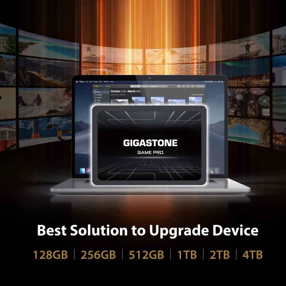 Gigastone SATA SSD 2TB (2-Pack) 2.5 inch SSD 530MB/s Upgrade Laptop PC Memory and Storage PS4 HDD Replacement 2.5" Internal Solid State Hard Drives SATA III SLC Cache 3D NAND Game Pro Performance