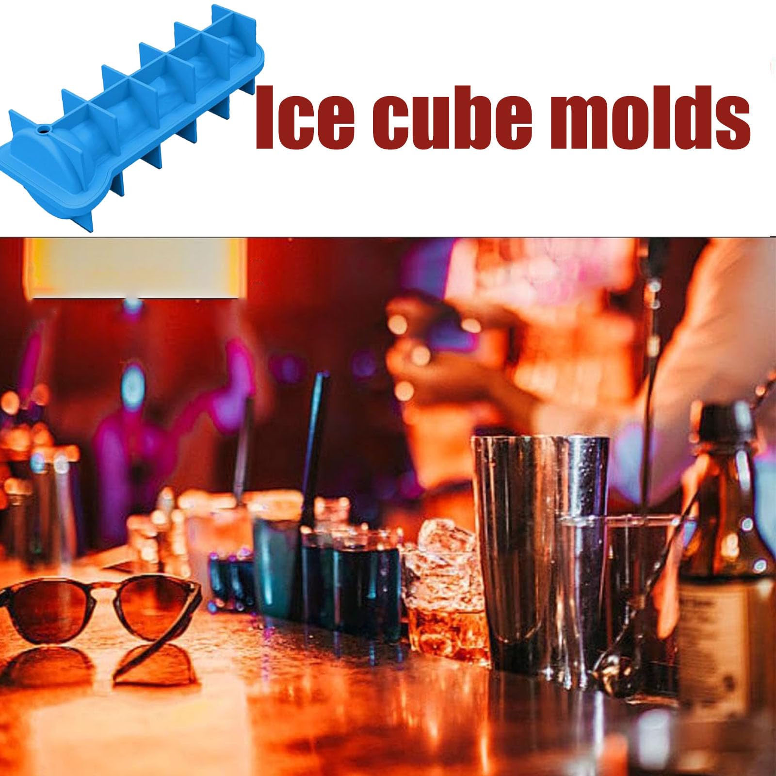 Generic Prank Ice Cube Tray Mold - Prank Silicone Ice Cube Molds, Large Ice Cube DIY Mould Tool for Making Ice Cubes for Chilled Whisky Cocktails Juice Drinks Tea and Coffee (Large), Blue