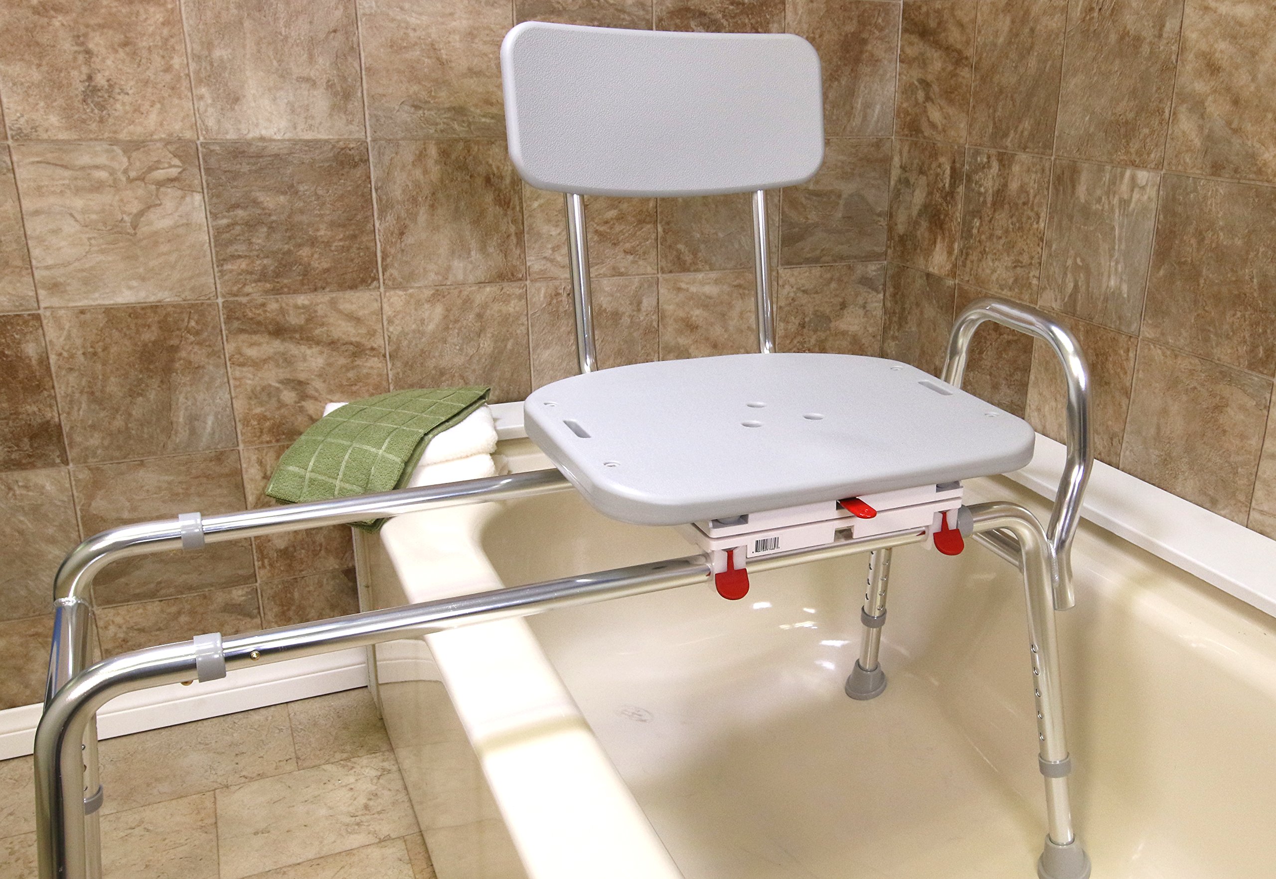 Eagle Health Supplies - Swivel Sliding Bath Transfer Bench (77662) - Regular (Base Length: 39" - 40") - Heavy-Duty Shower Bathtub Chair