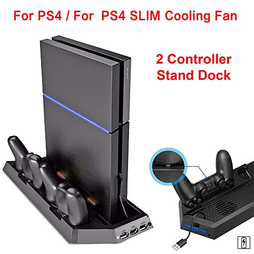 YICANG Vertical Stand with Cooling Fan Controller Charging Station for PS4 /PS4 Slim
