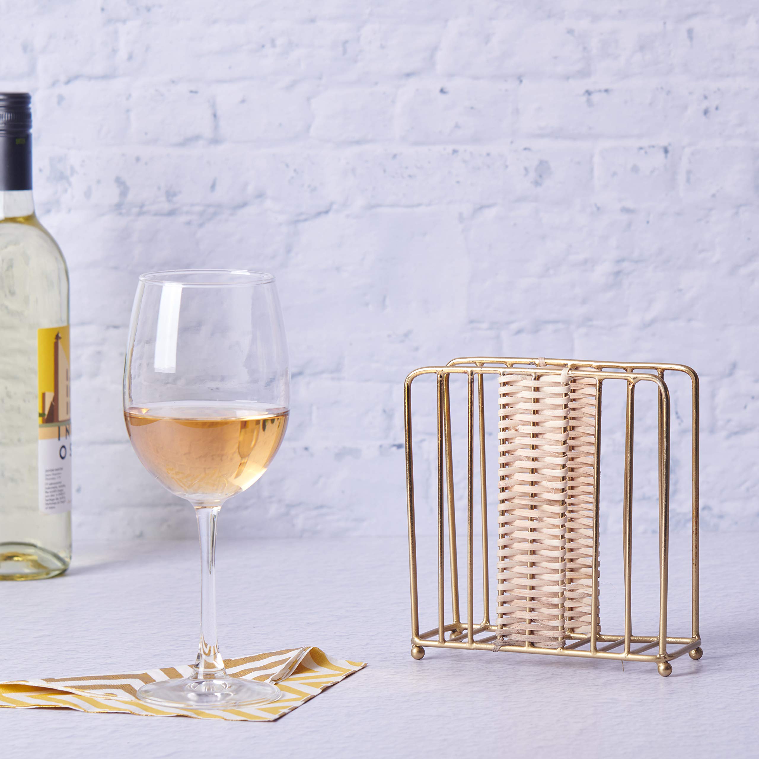 Folkulture Napkin Holder for Table, Napkin Holder for Kitchen Countertop, Square Paper Napkin Holder Modern for Table Decor, Farmhouse Tissue Holder for Centrepiece Decor, Gold