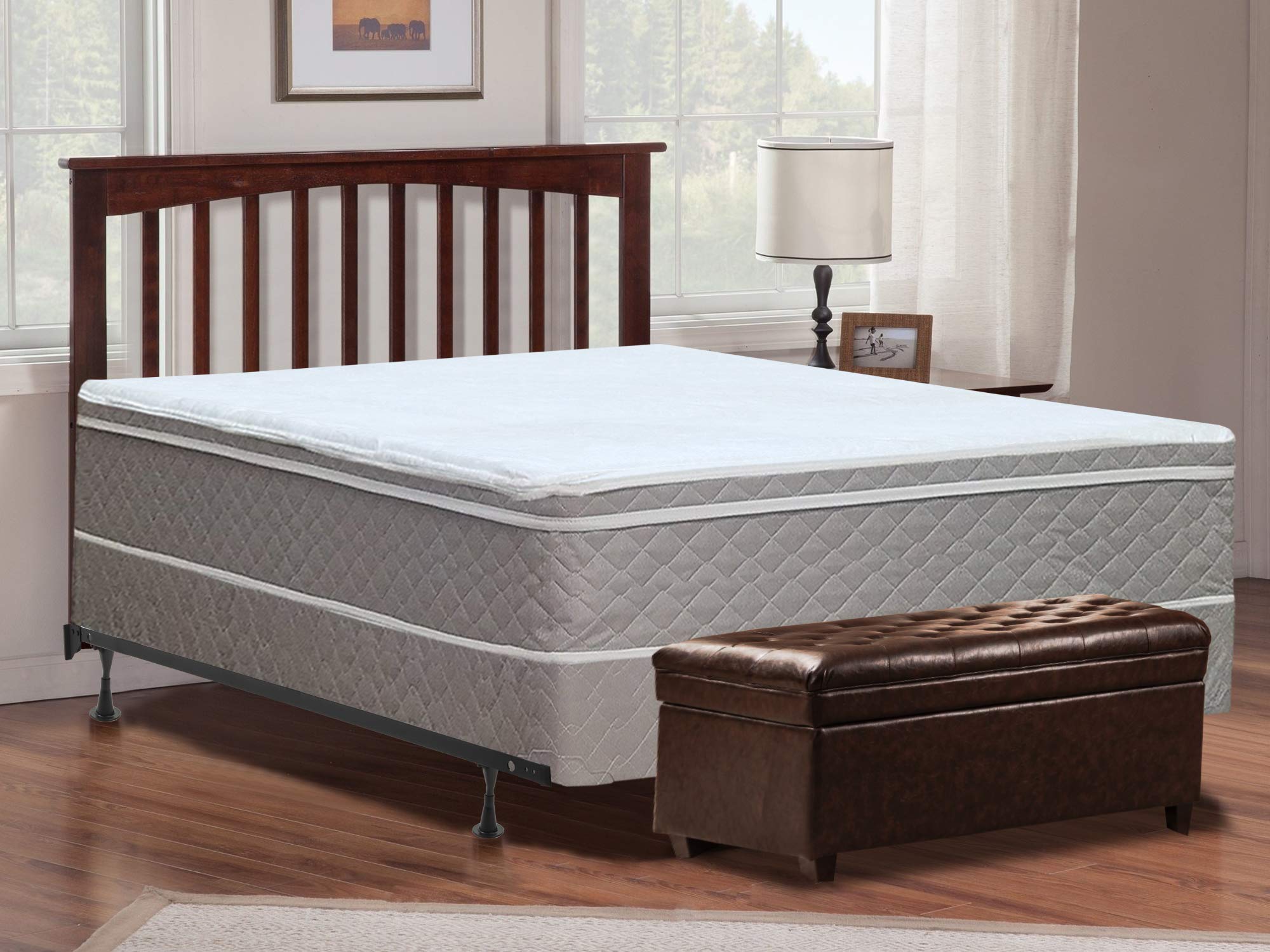 Mayton 10-InchMedium Plush Eurotop Pillowtop Innerspring Mattress And 8" Wood Boxspring/Foundation Set, With Frame Queen Size