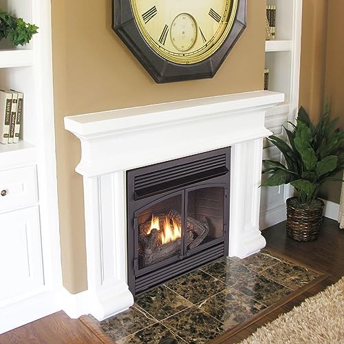 Duluth Forge Dual Fuel Ventless Gas Fireplace Insert, Thermostat Control, 6 Fire Logs, Use with Natural Gas or Liquid Propane, 32000 BTU, Heats up to 1500 Sq. Ft., Black
