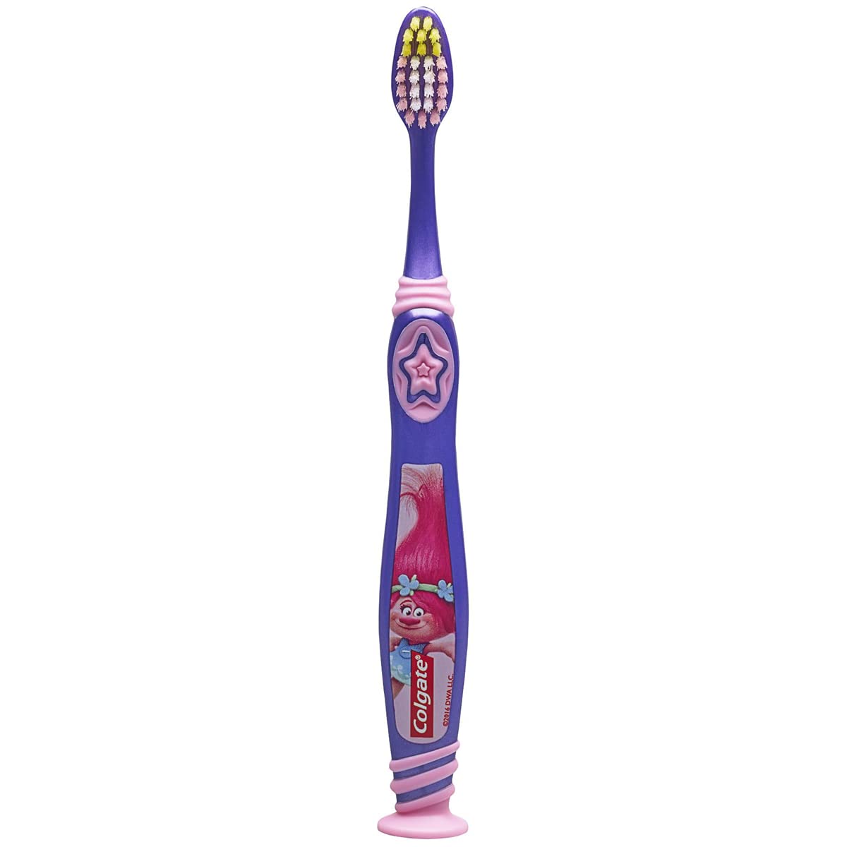 Colgate Kids Trolls Toothbrush with Suction Cup, Children Ages 5+ Extra Soft (Colors Vary) - Pack of 2