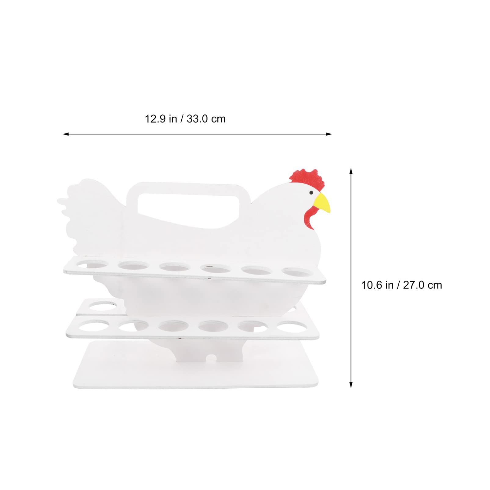 DOITOOL Fridge Egg Holder Wooden Egg Holder Chicken Shape Egg Dispenser Rack Egg Display Stand Egg Holder Carrier with Handle for Home Kitchen Accessory Tray