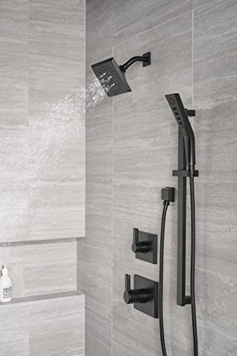 Delta Faucet Pivotal 3-Setting Matte Black Shower System Including Black Shower Head, Slide Bar Handheld Shower, Shower Handle, Shower Diverter and Shower Valve Kit, Delta Shower Trim Kit, Matte Black