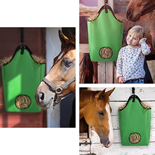 Premium Horse Slow Feed Hay Bag with Metal Snap Fastener and Heavy Adjustable Strap β