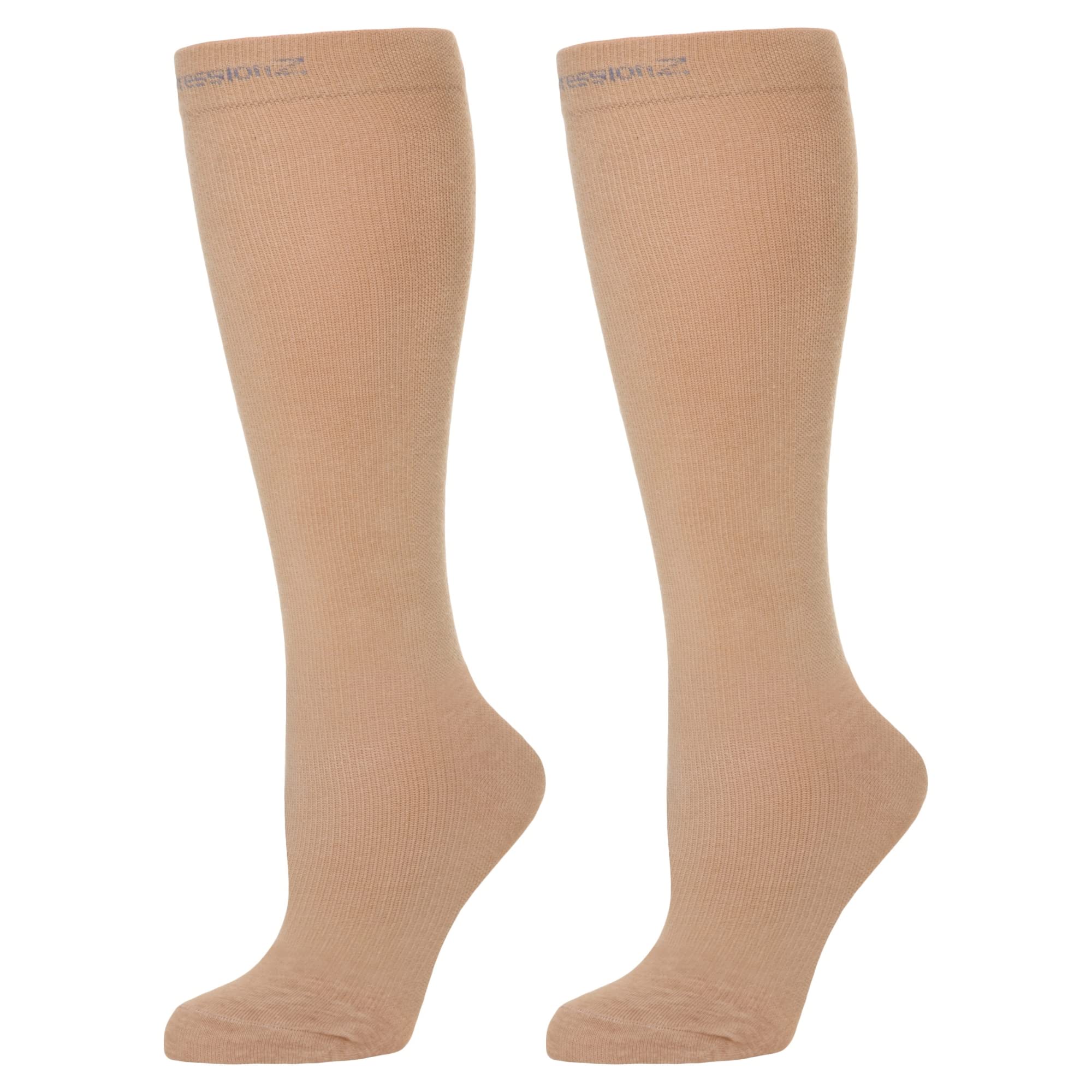CompressionZ Compression Socks For Men & Women - 30 40 mmHG Graduated Medical Compression - Travel, Edema - Swelling in Feet & Legs - S, Nude
