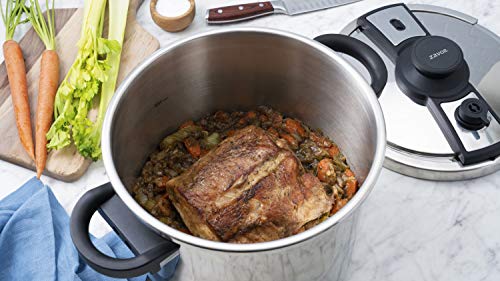 Zavor EZLock Stove Top Pressure Cooker 12 Quart - Canning Ready, Stainless Steel, Multi Pressure Levels, Easy Locking, Induction Ready, 4 Jar Canning Capacity, Digital Cookbook & Steamer Basket